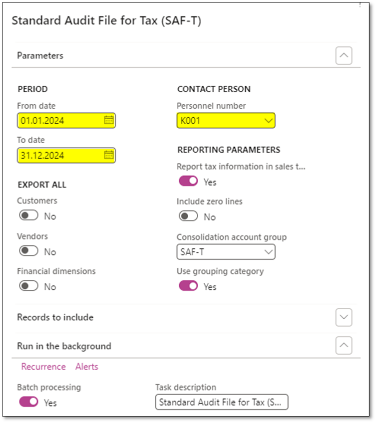 SAF-T(NO) – Version 1.3 – DynFOTech